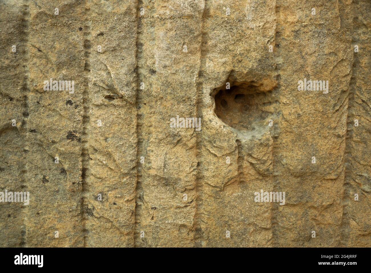 Marks on a stone block showing how it was shaped in Roman times Stock ...