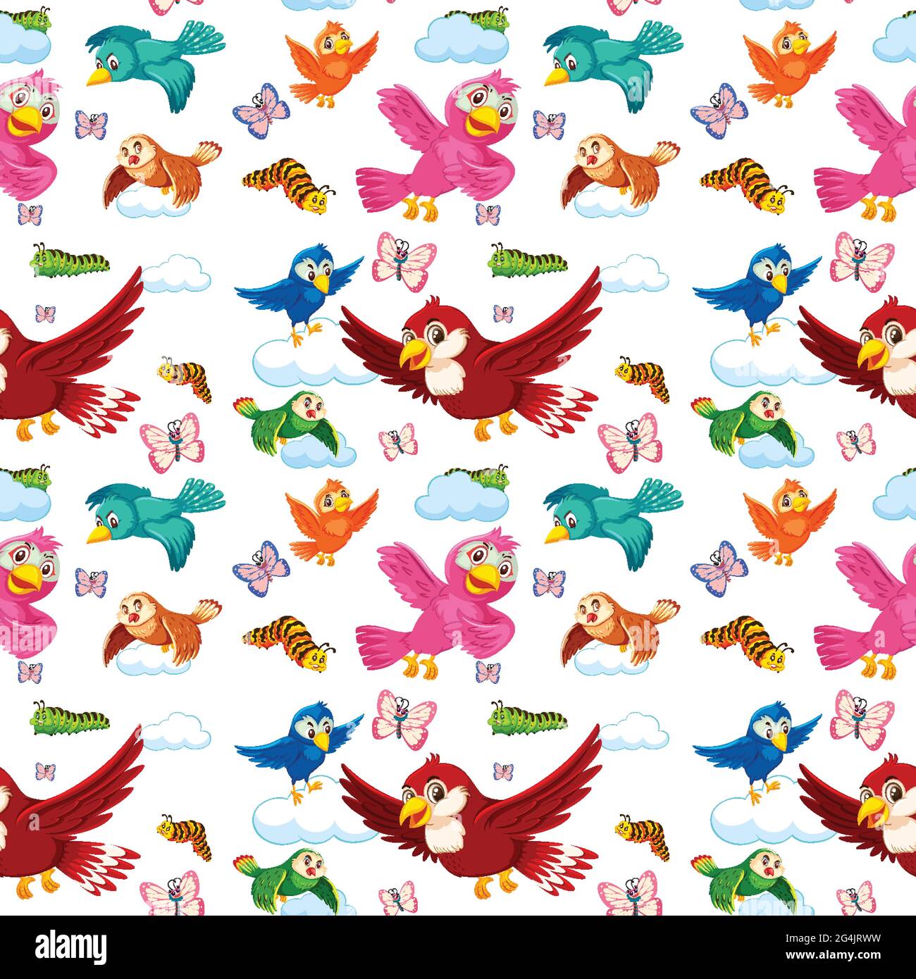 Seamless pattern with cute wild animals on white background ...
