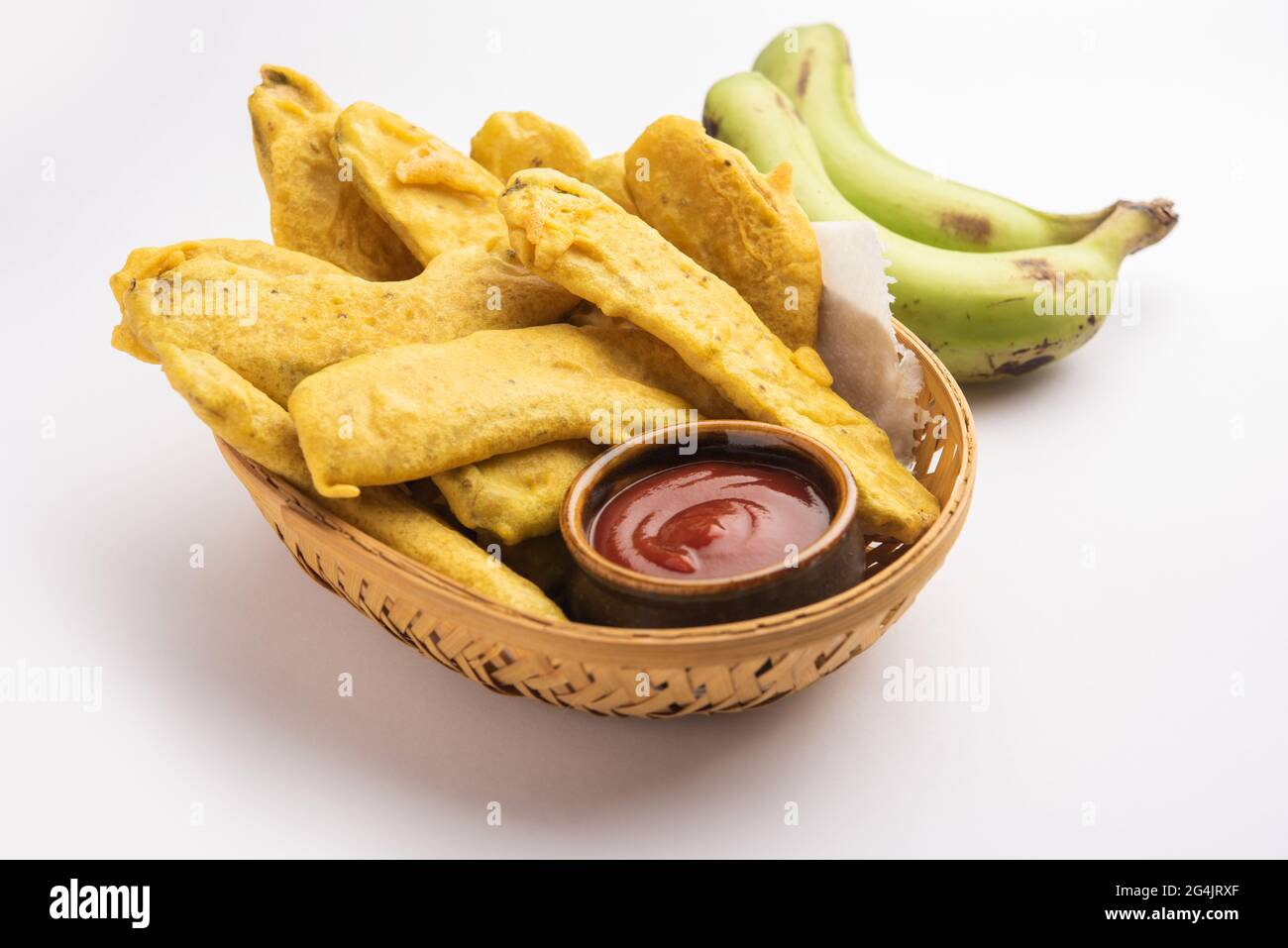 Banana Fritter or pakora or raw kela pakoda or bajji served with ...