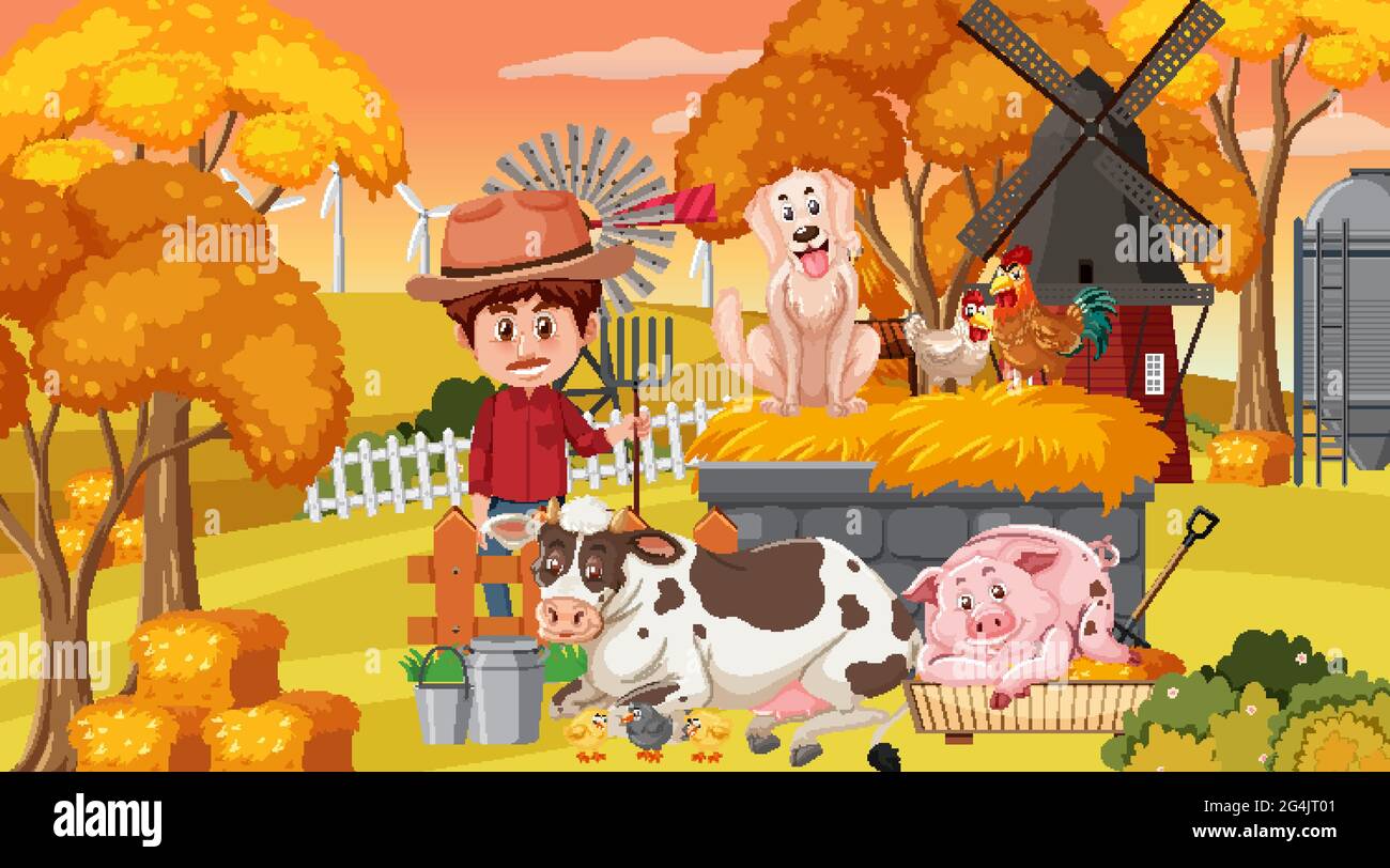 Farm animals country scene cartoon hi-res stock photography and images ...