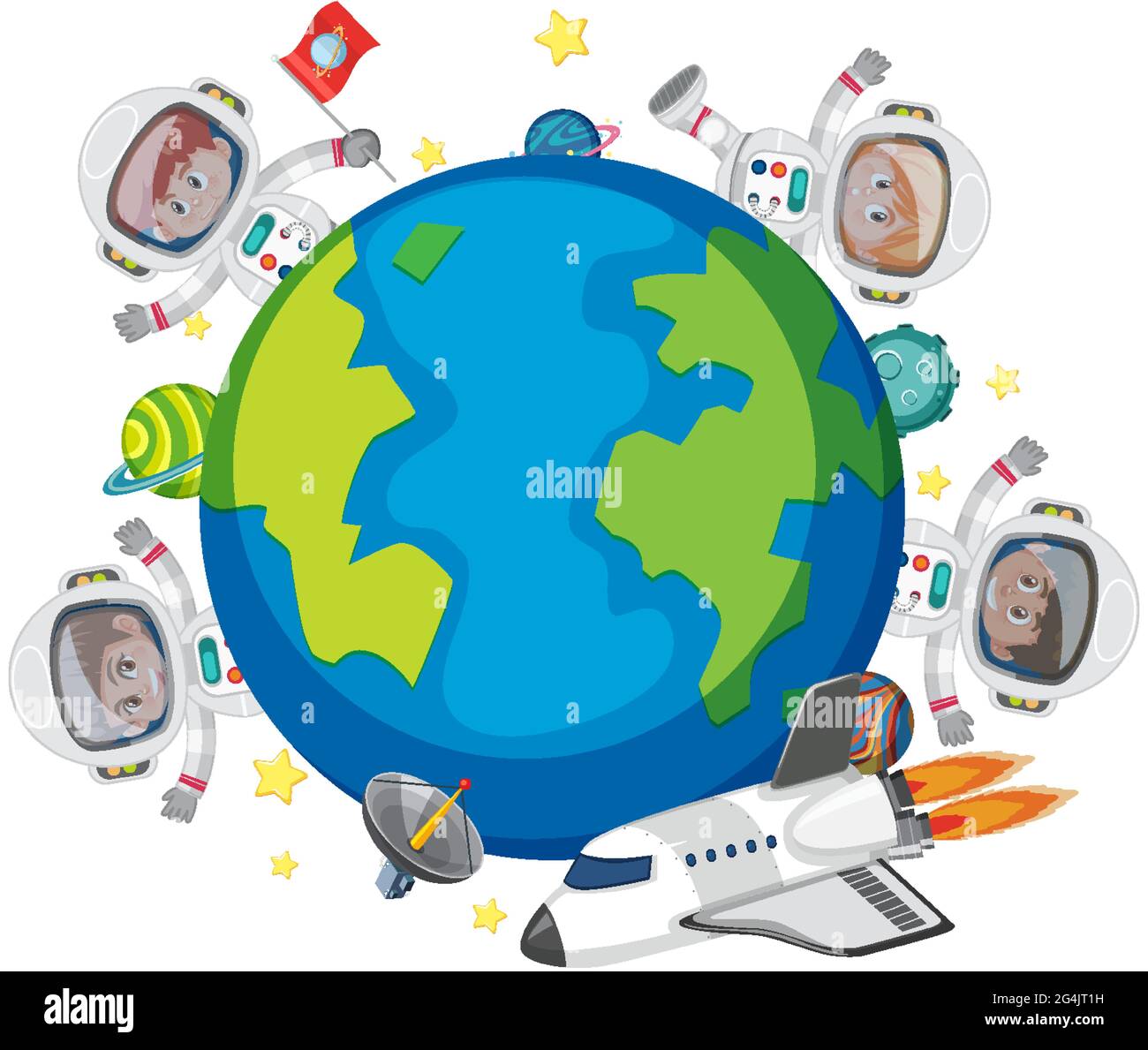 Cartoon astronaut girl smiling Stock Vector Images - Alamy