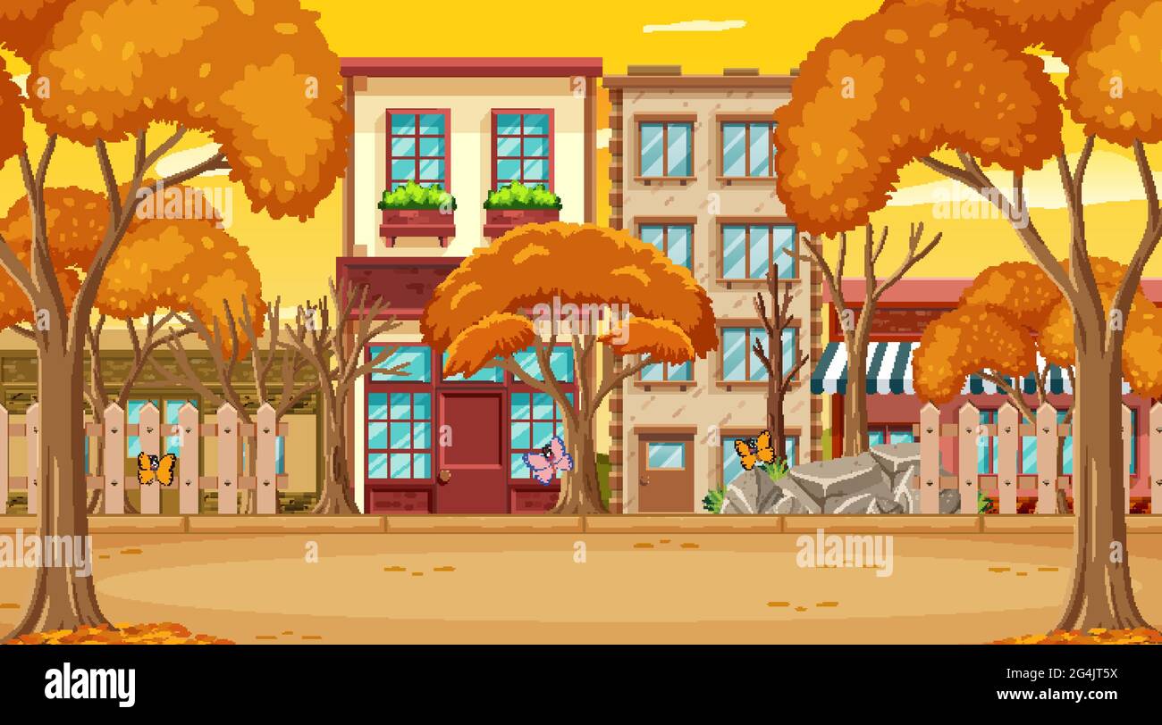 In front of building in nature scene illustration Stock Vector Image ...