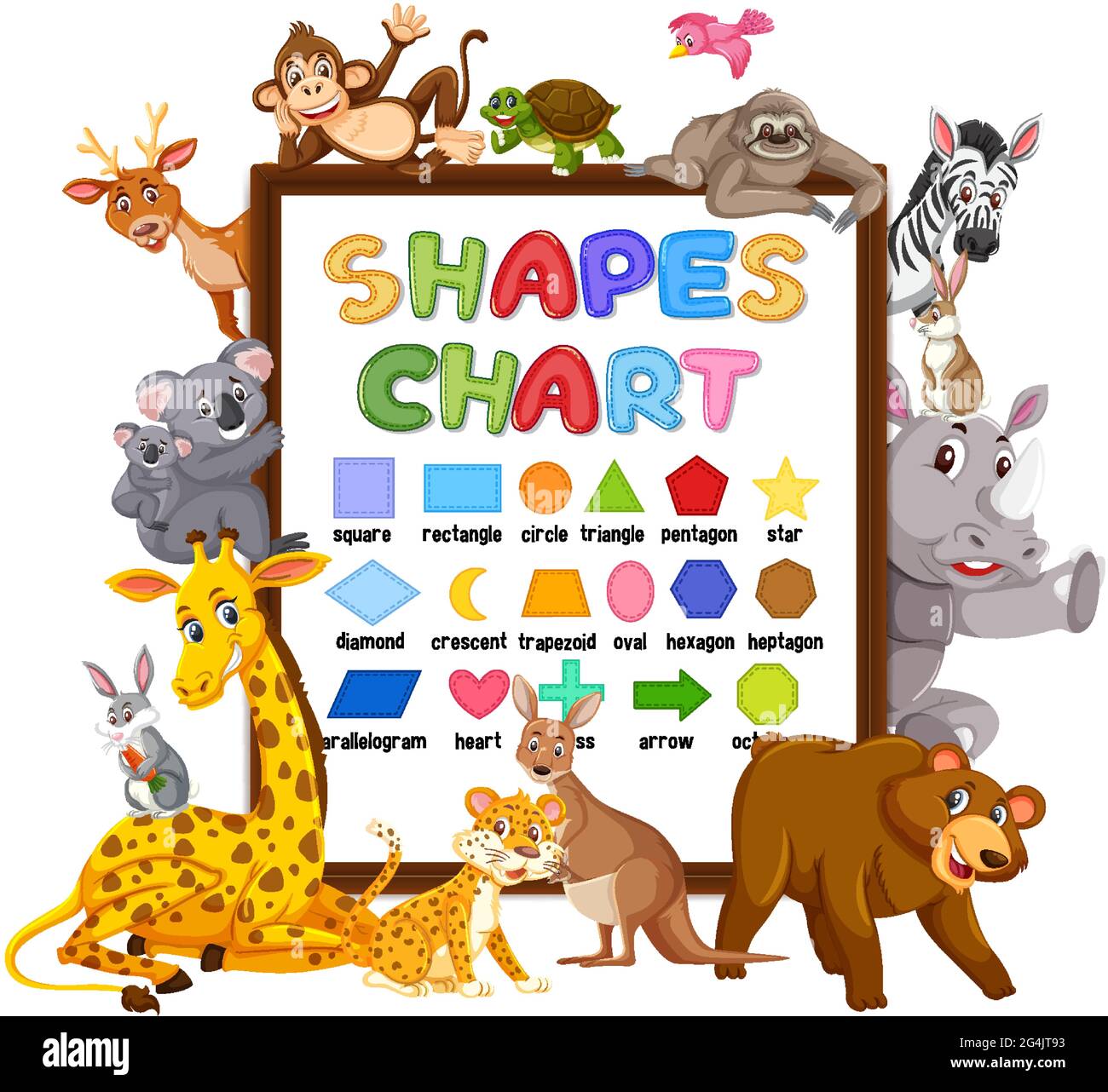 Shapes chart board with wild animals illustration Stock Vector Image ...
