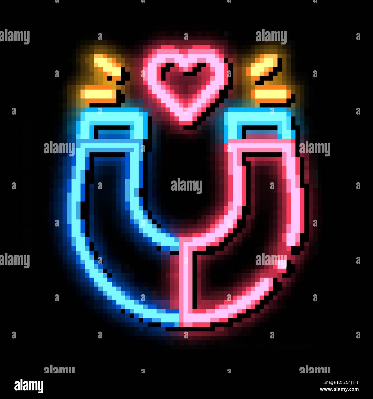 magnet attracting love neon glow icon illustration Stock Vector Image ...