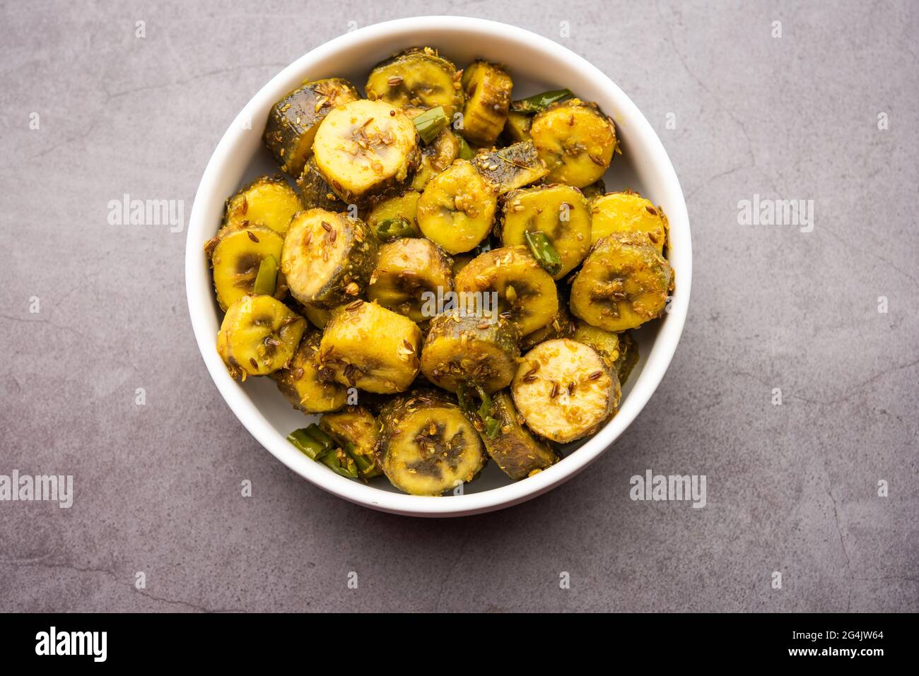 Raw banana sabzi or kacchey kele ki sabji popular in coastal India ...