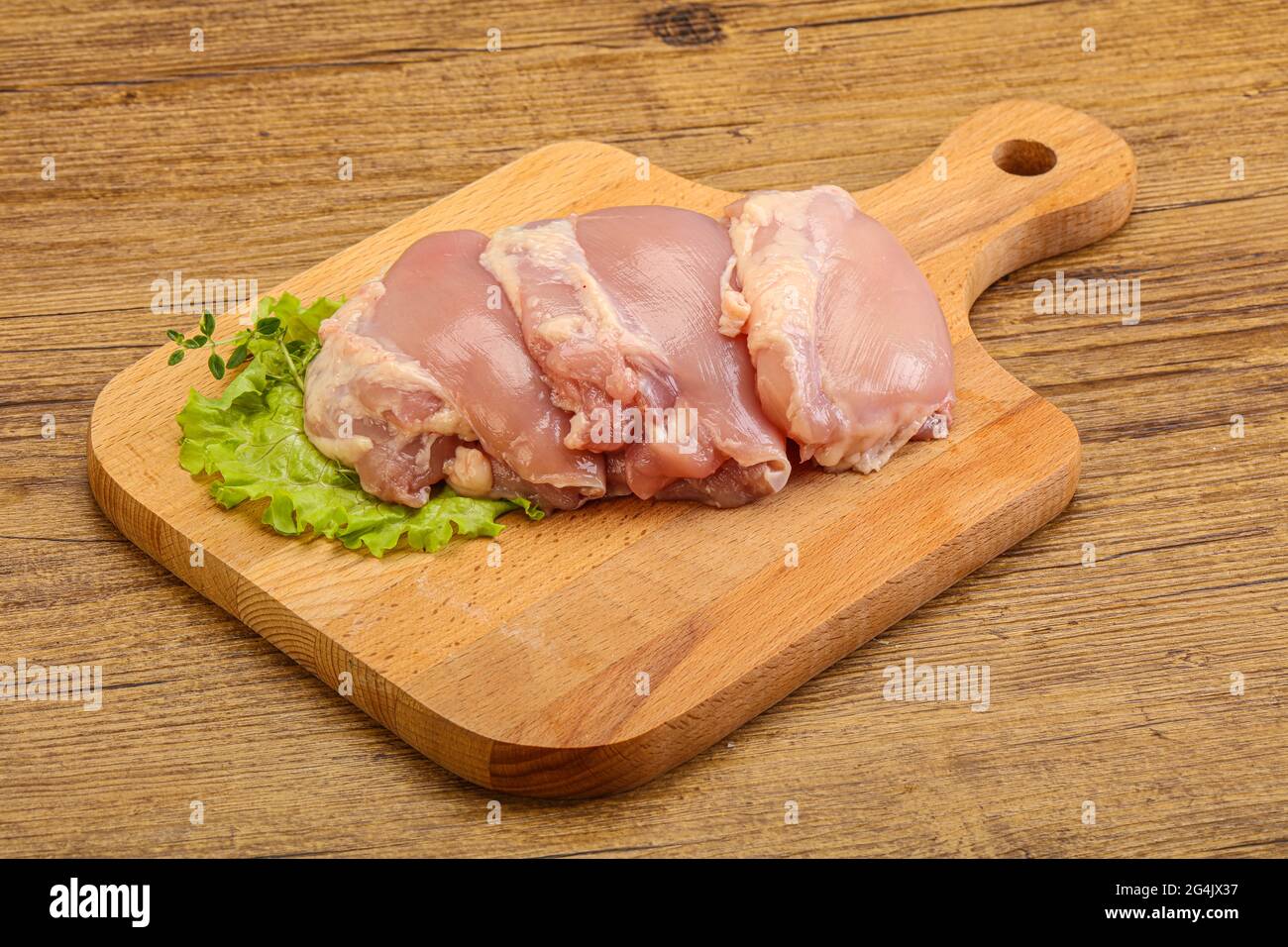 Raw chicken boneless and skinless leg for cooking Stock Photo - Alamy