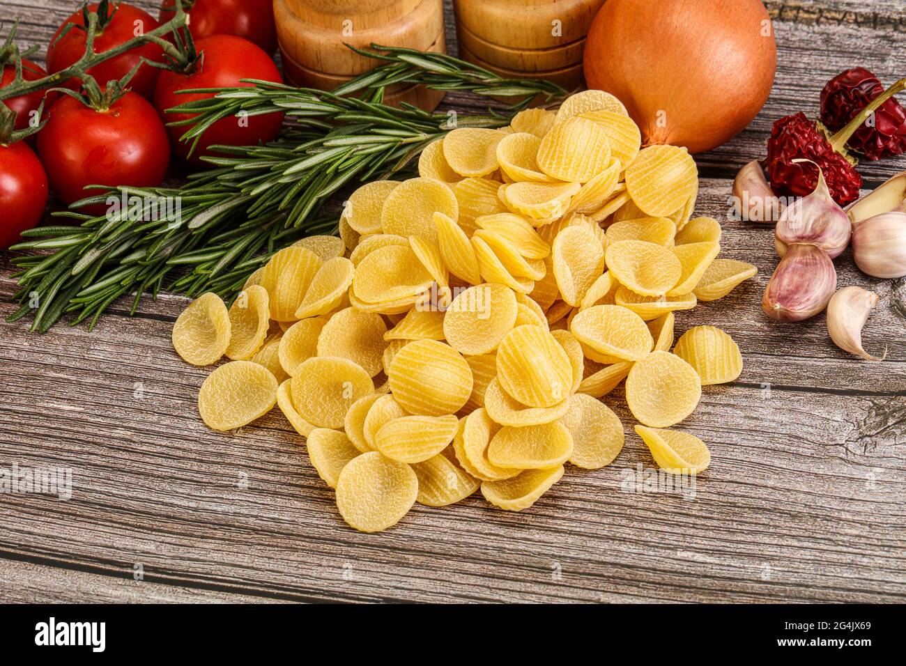 Raw durum wheat Italian pasta - Orecchiette for cooking Stock Photo - Alamy