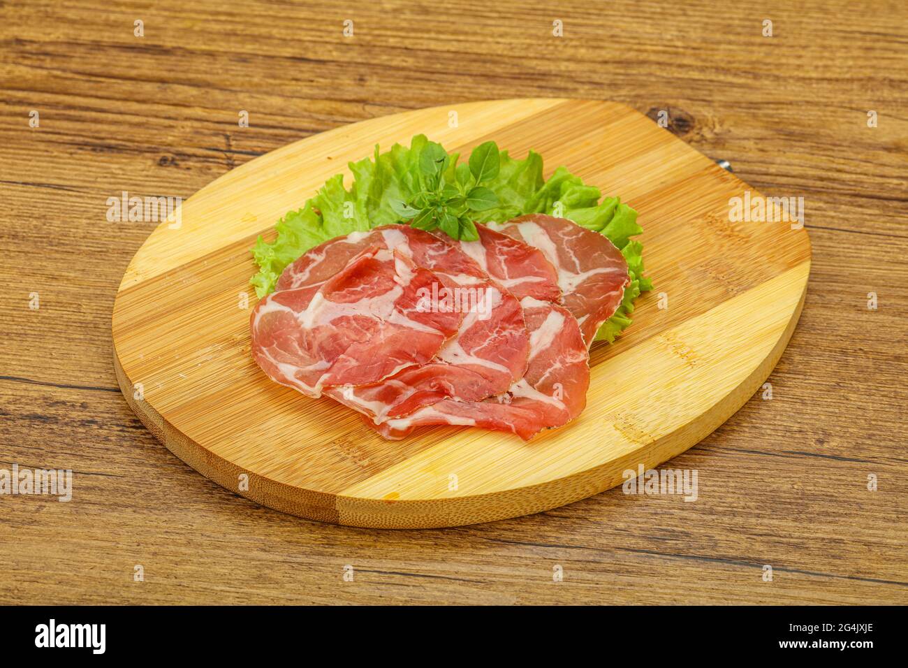 Delicous Smoked pork neck slices snack Stock Photo - Alamy
