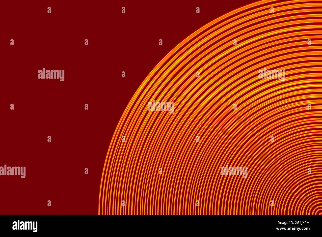 2D red background with gold circular lines expanding from the bottom ...