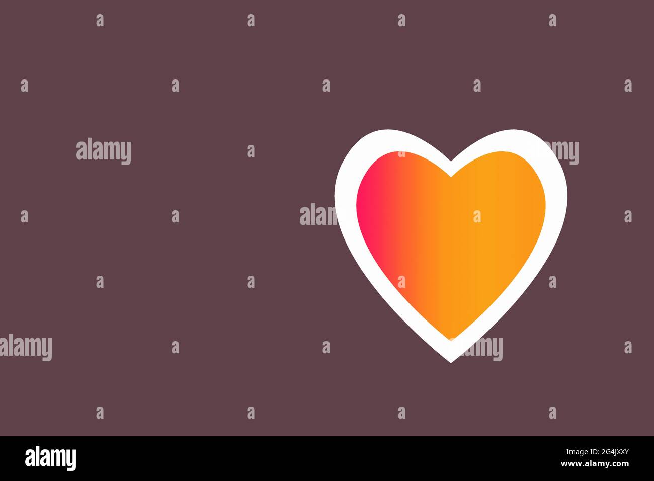 2D illustration of a single gradient pink and orange heart with a white ...