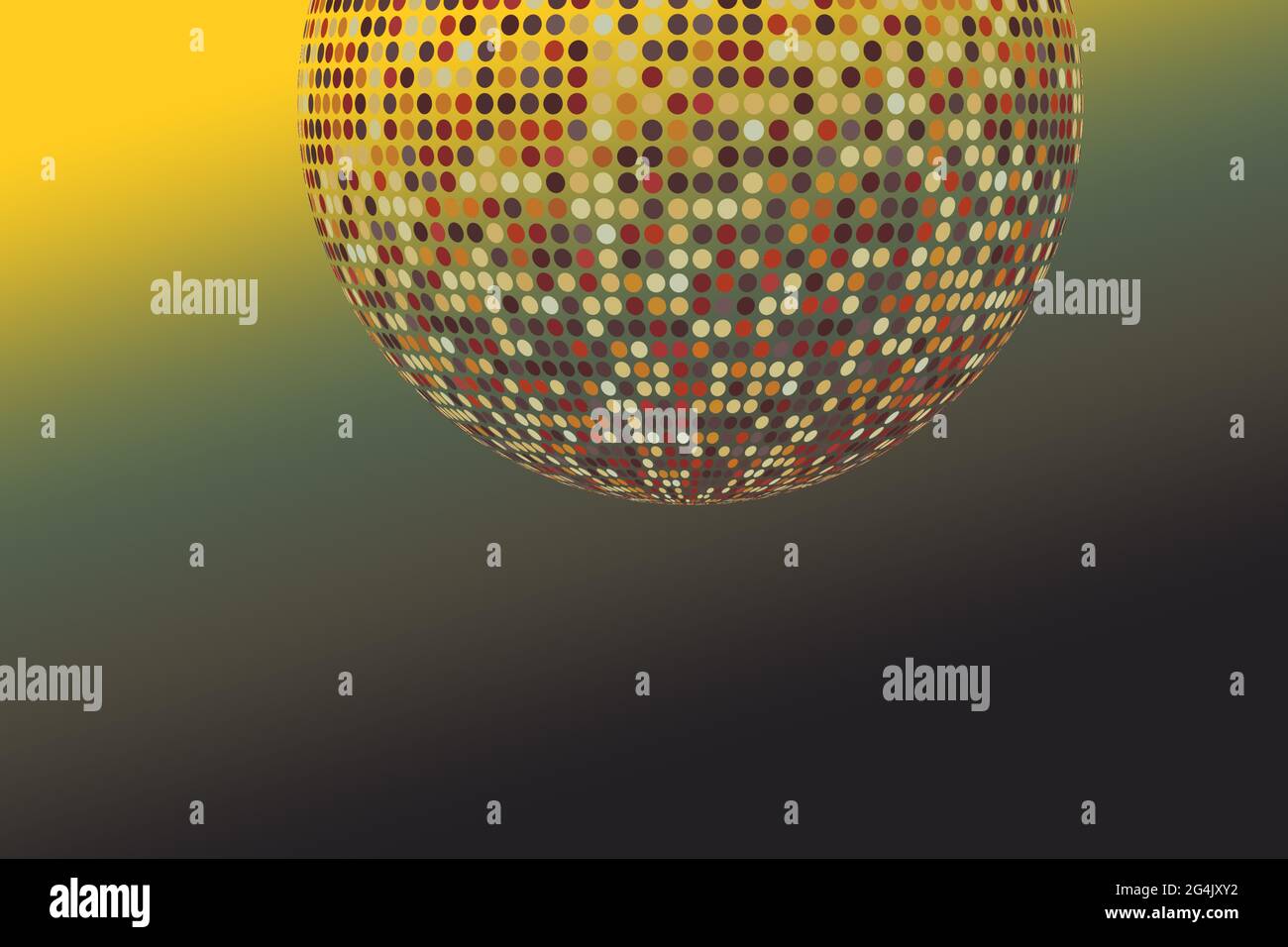 2D illustration of a disco ball with glowing circle lights on a ...