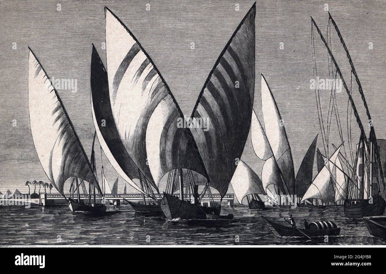 transport / transportation, navigation, sailing ship, dahabeahs at the ...
