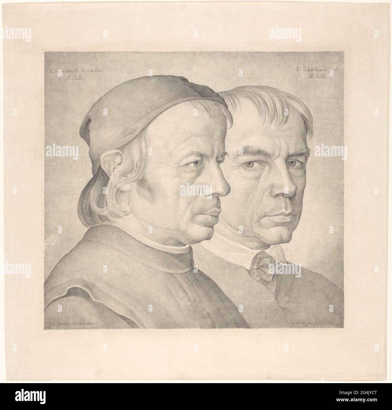 Double portrait of the Konrad brothers and Franz Eberhard, painter and ...