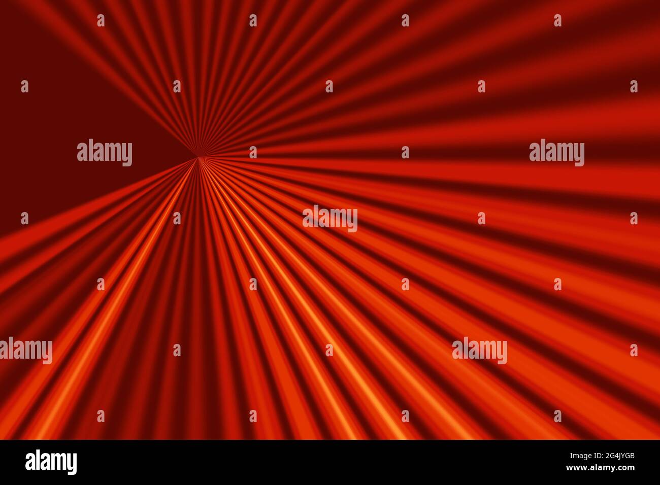 Abstract 2D illustration of bright red streaks extending and narrowing ...