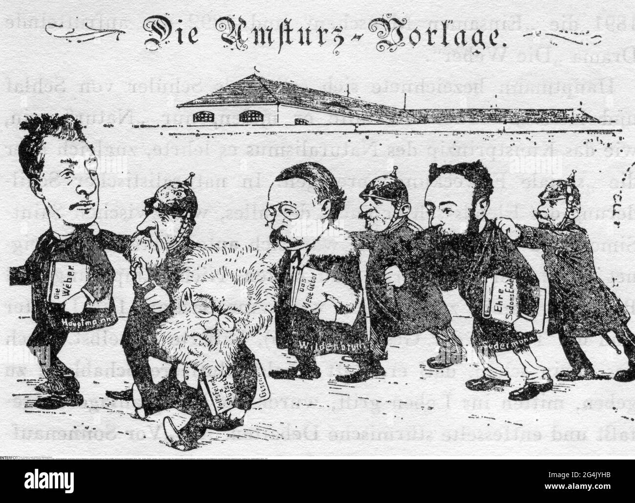 theatre / theater, caricature, "Die Umsturz-Vorlage" (The Subversion ...