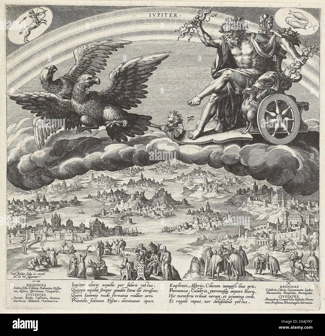 . God jupiter with lightning bolts in hand. He drives into his victor ...