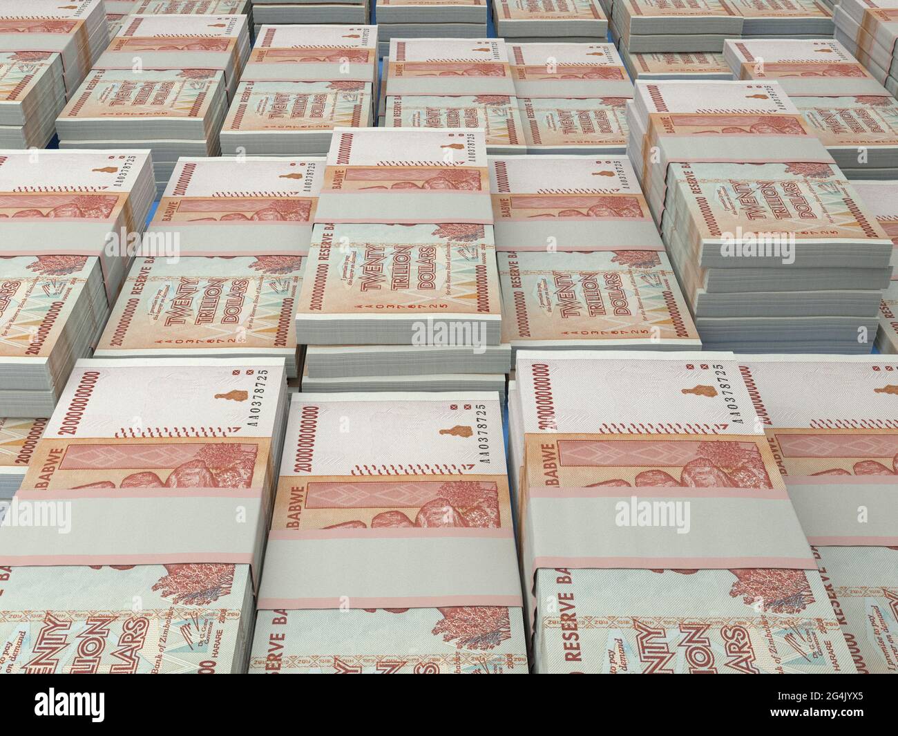 Money of Zimbabwe. Zimbabwean dollar bills. ZWL banknotes. 20 trillions ...