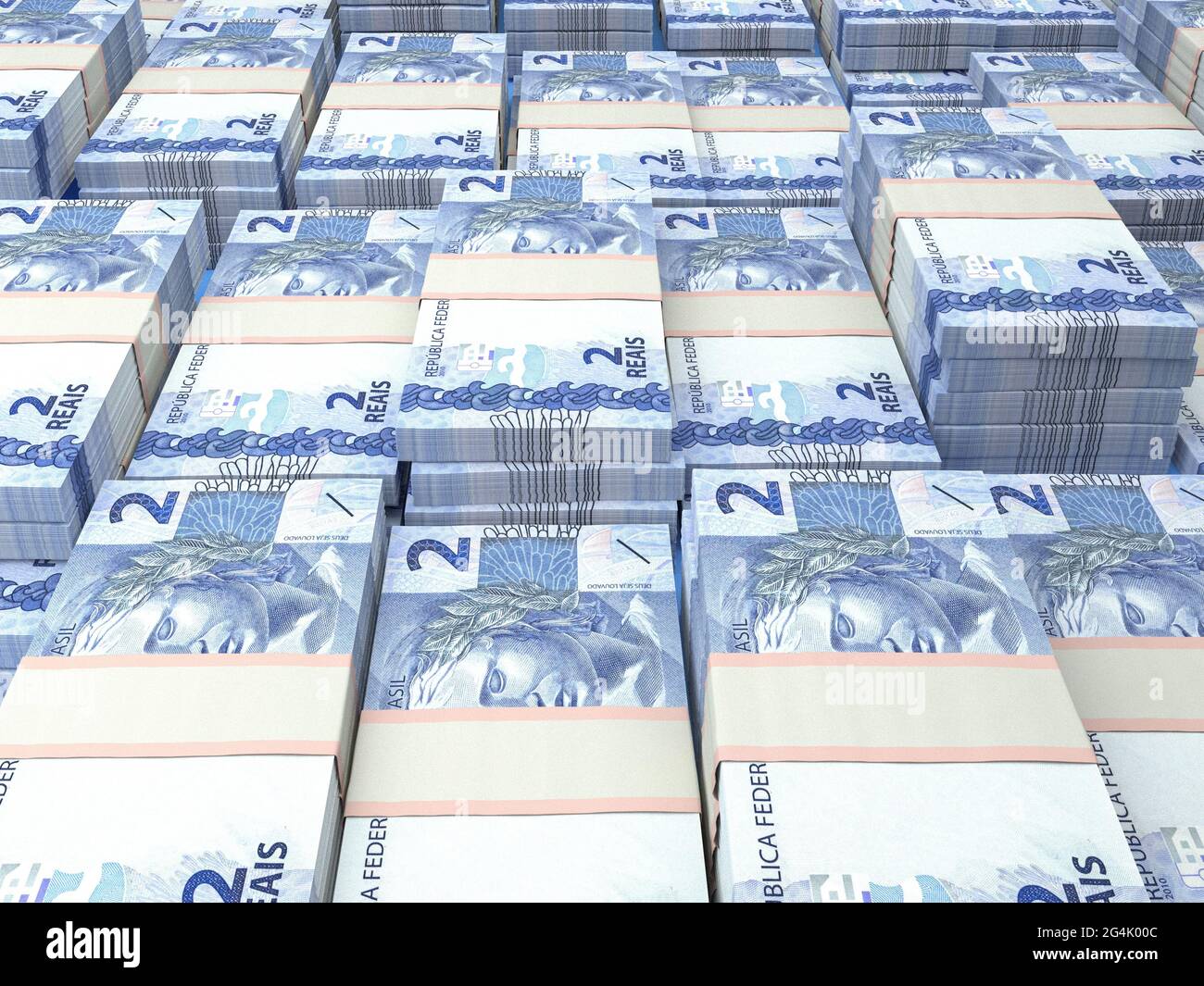 Money of Brazil. Brazilian real bills. BRL banknotes. 2 reals. Business ...