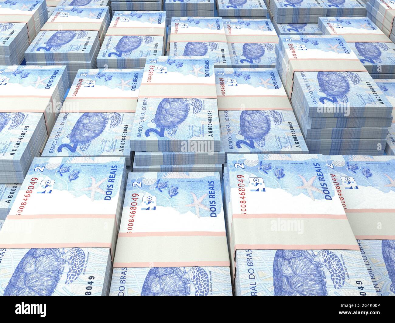 Money of Brazil. Brazilian real bills. BRL banknotes. 2 reals. Business ...