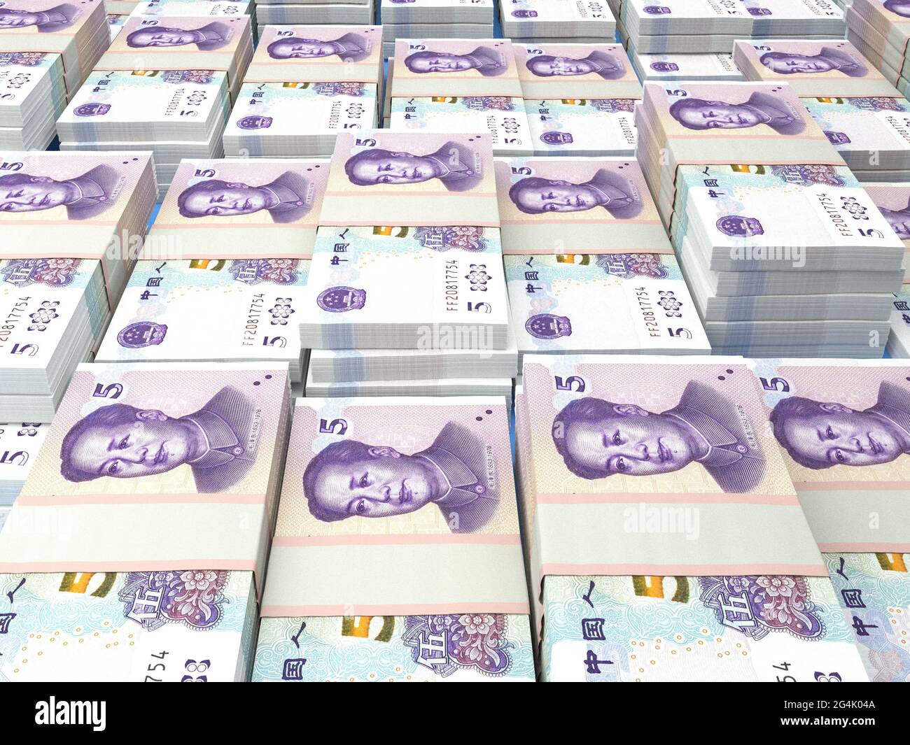 Money of China. Chinese renminbi bills. CNY banknotes. 5 yuan. Business ...