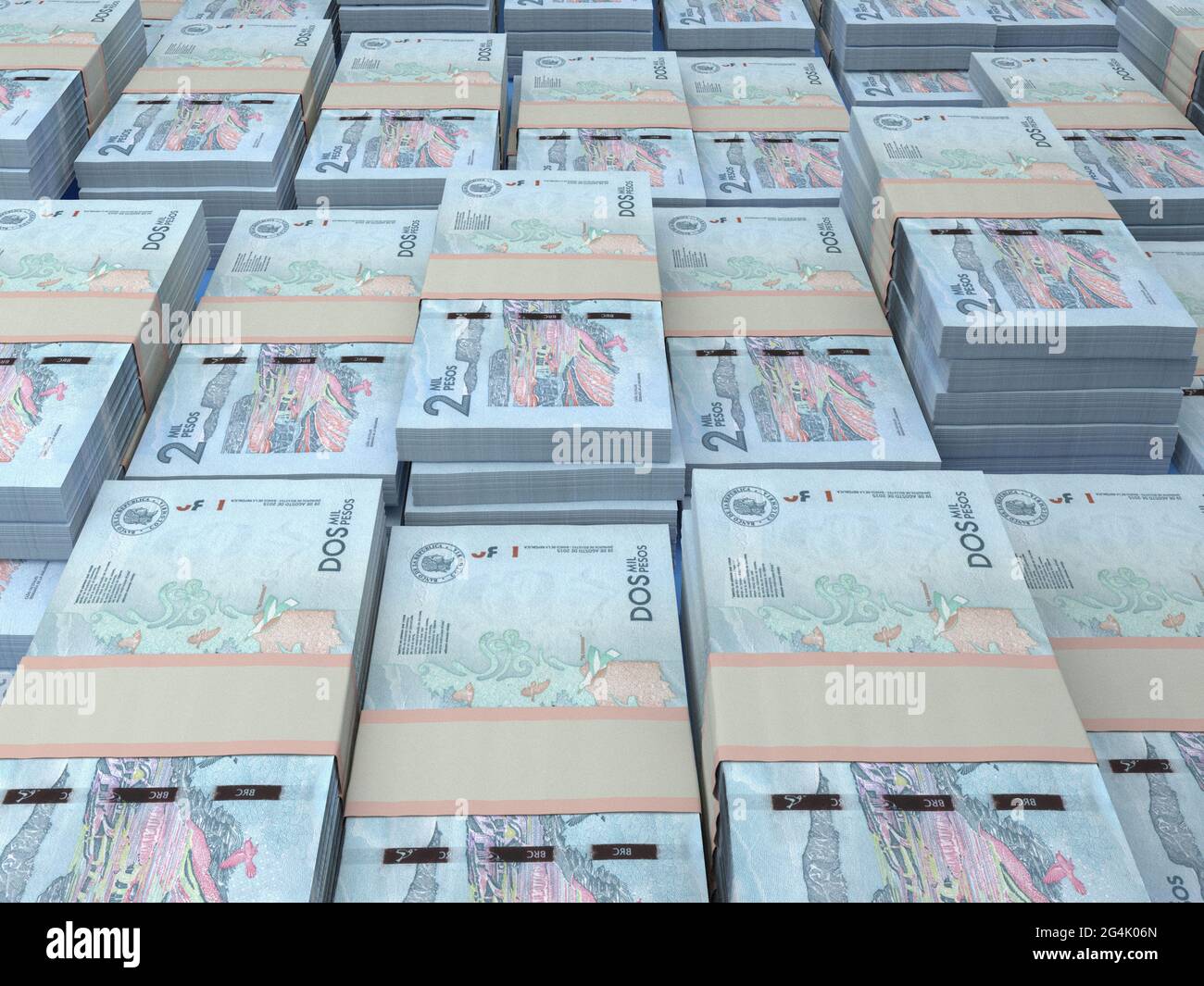 Money of Colombia. Colombian peso bills. COP banknotes. 2 pesos ...