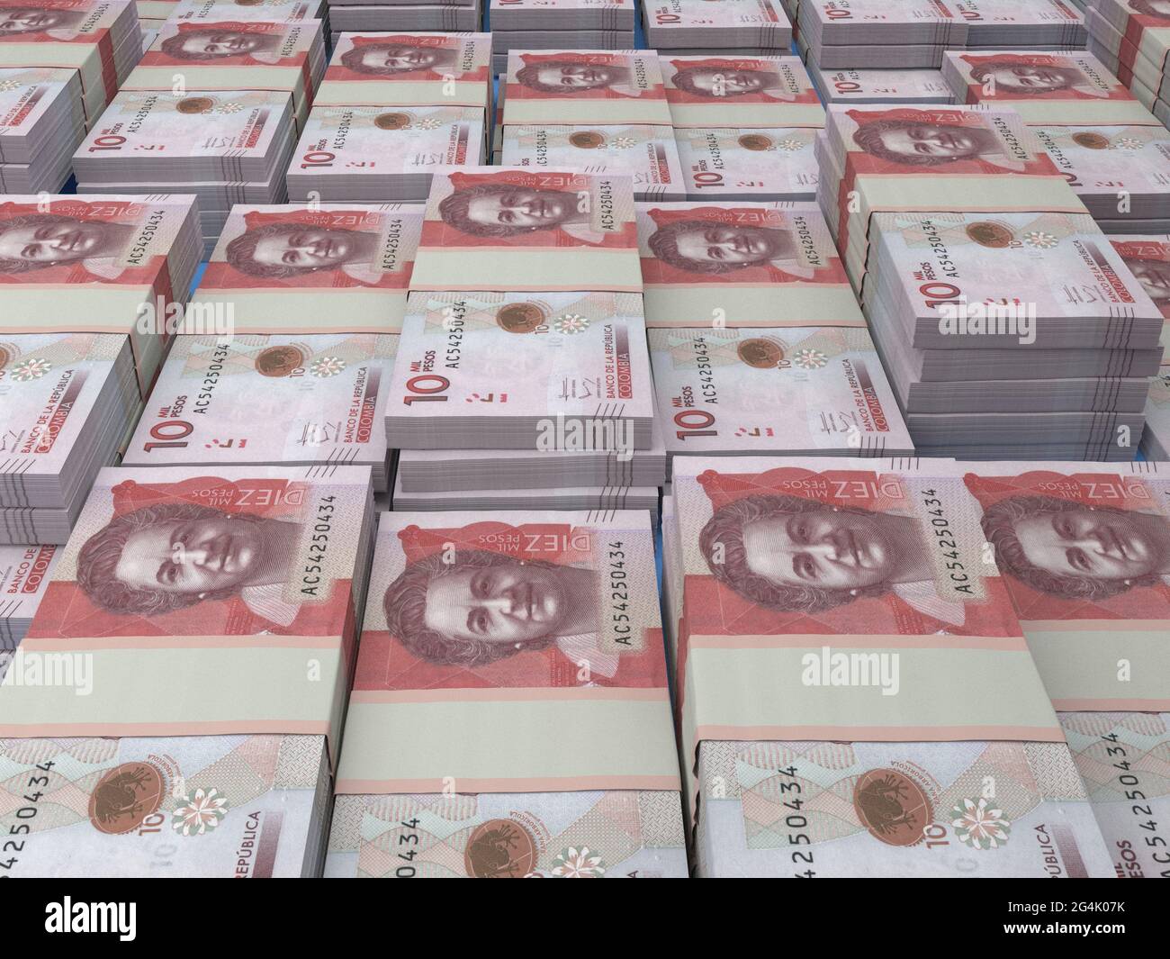 Money of Colombia. Colombian peso bills. COP banknotes. 10 pesos ...