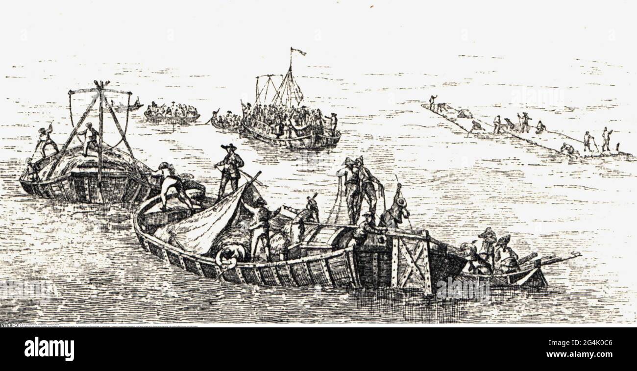 transport / transportation, navigation, boat, cargo barges on the Seine ...