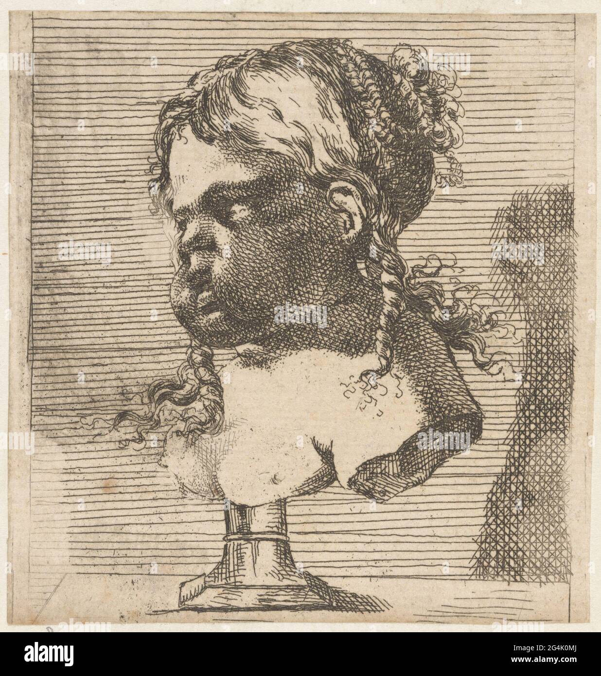 Herm with face of girl. Herm with the head of a young girl. Part of a ...