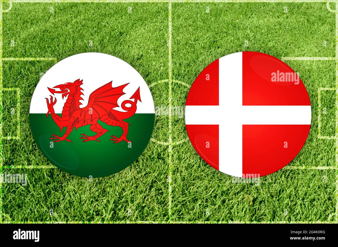 Concept for Football match Wales vs Denmark Stock Photo - Alamy