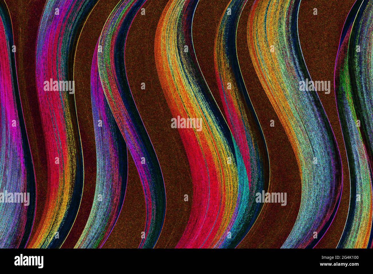 Abstract colorful painting with vertical wavy and circular lines Stock ...