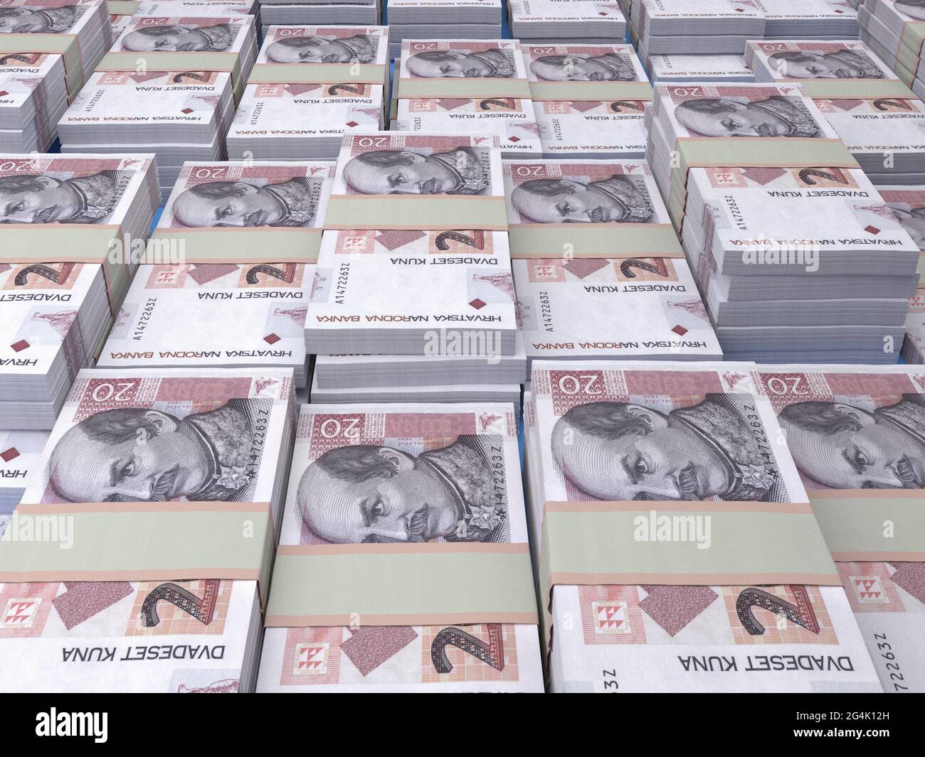 Money of Croatia. Croatian kuna bills. HRK banknotes. 20 euro. Business ...