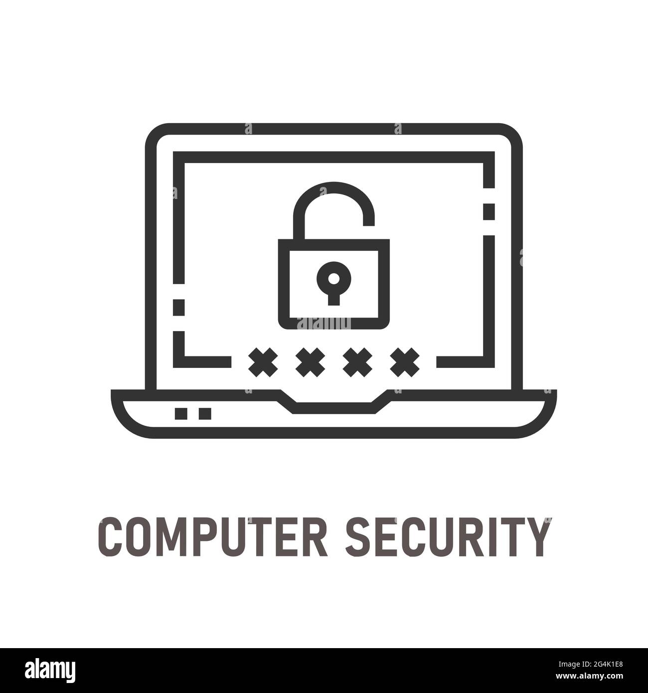 Computer security outline icon on white background. Editable stroke ...