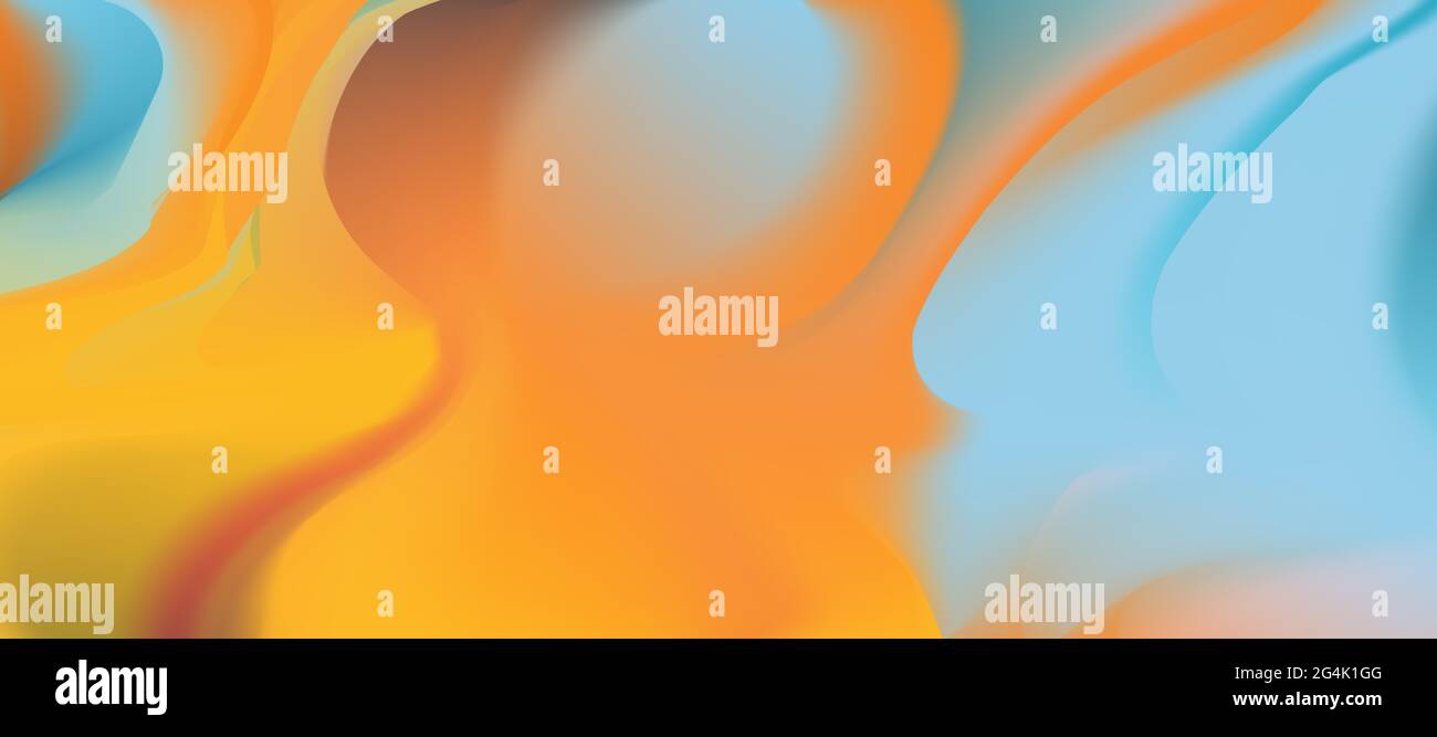 Abstract liquid background design, blue and yellow paint color flow ...