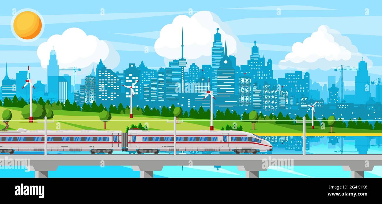 Skytrain and Landscape with Cityscape Stock Vector Image & Art - Alamy