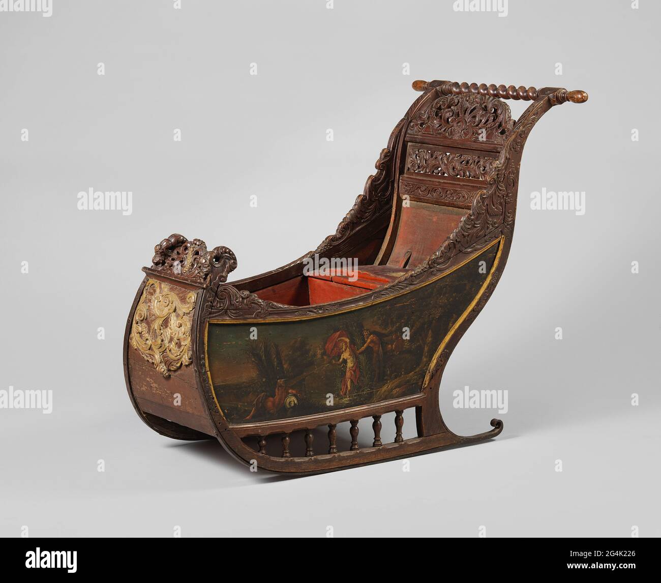 Ice sleigh from Hindelopen with painting and carving. Ice sleigh from ...