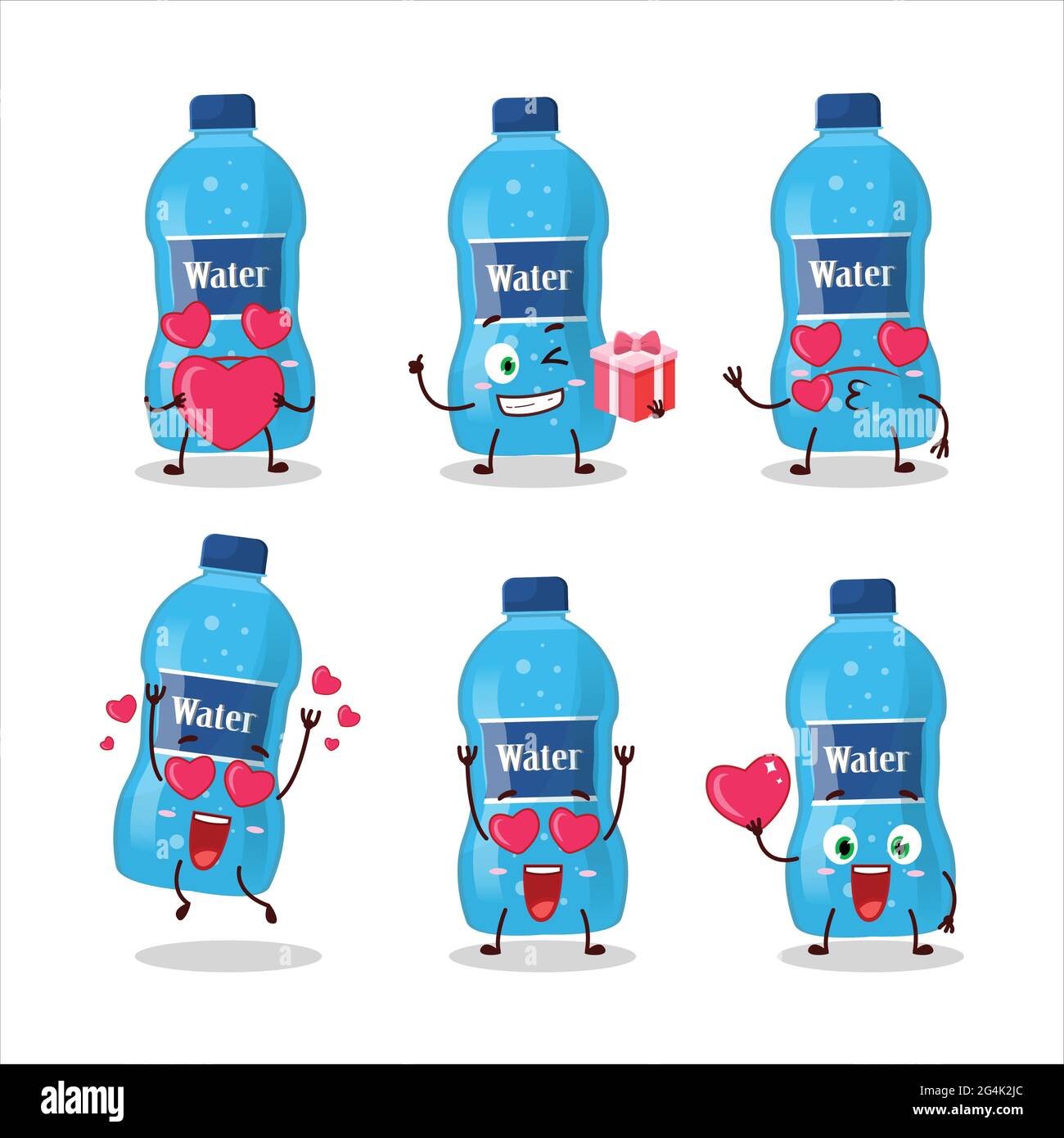 Water bottle cartoon character with love cute emoticon. Vector ...