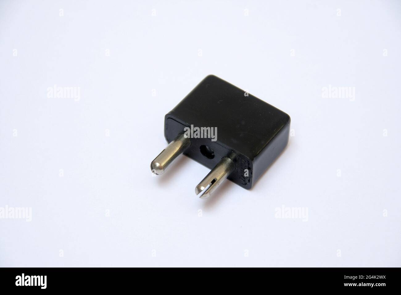 Plug pin end of electrical connection isolated on white background ...