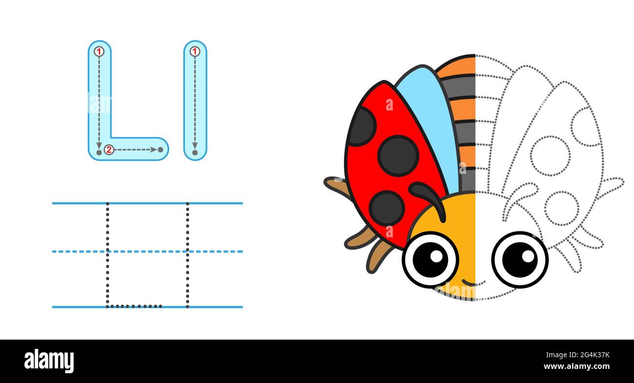 Trace the letter and picture and color it. Educational children tracing ...