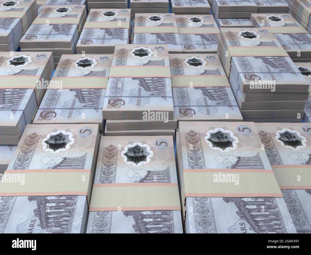 Money of Libya. Libyan dinar bills. LYD banknotes. 5 dinars. Business ...