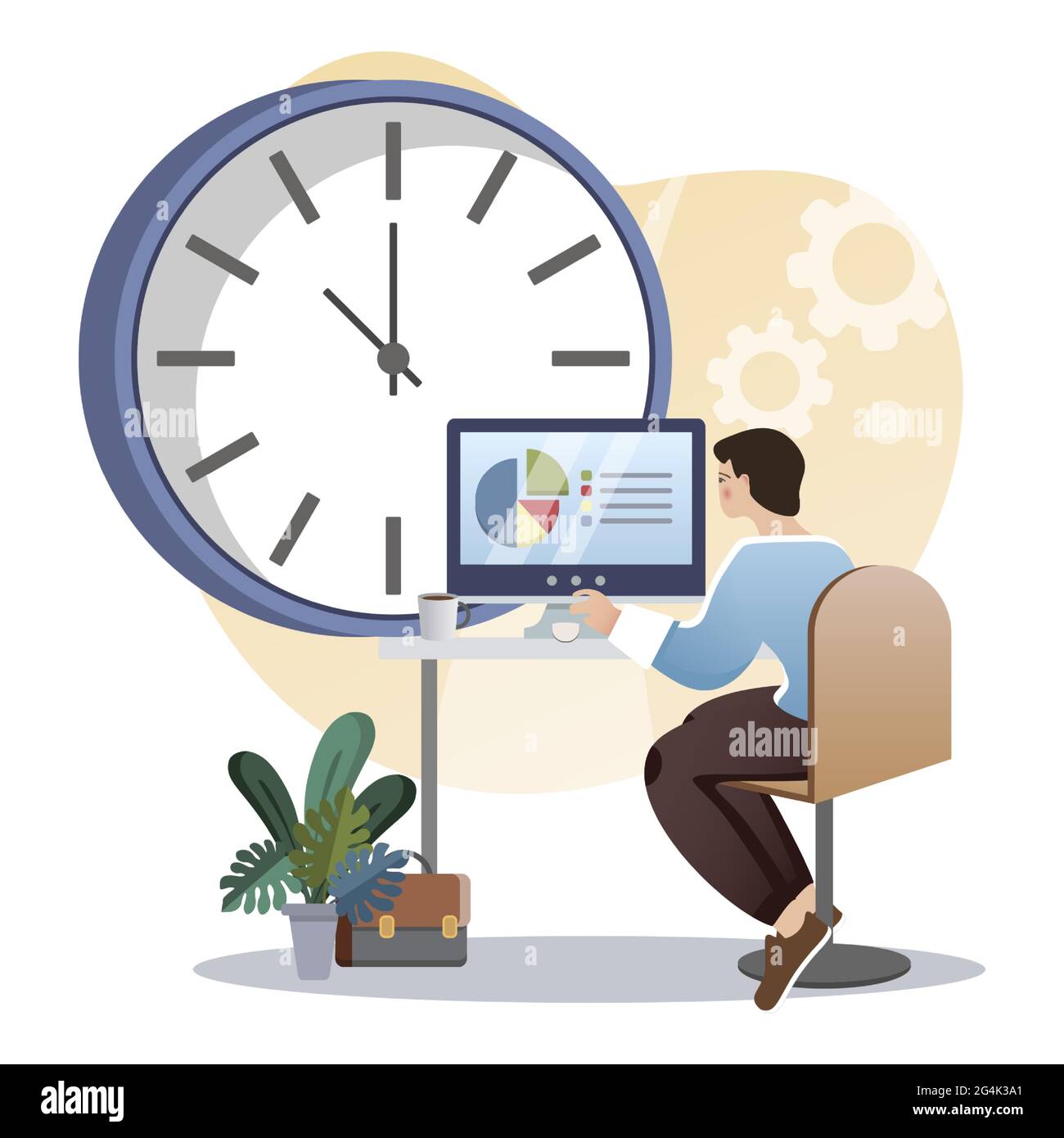 Time Management. Isolated flat style colored illustration. Marketing ...