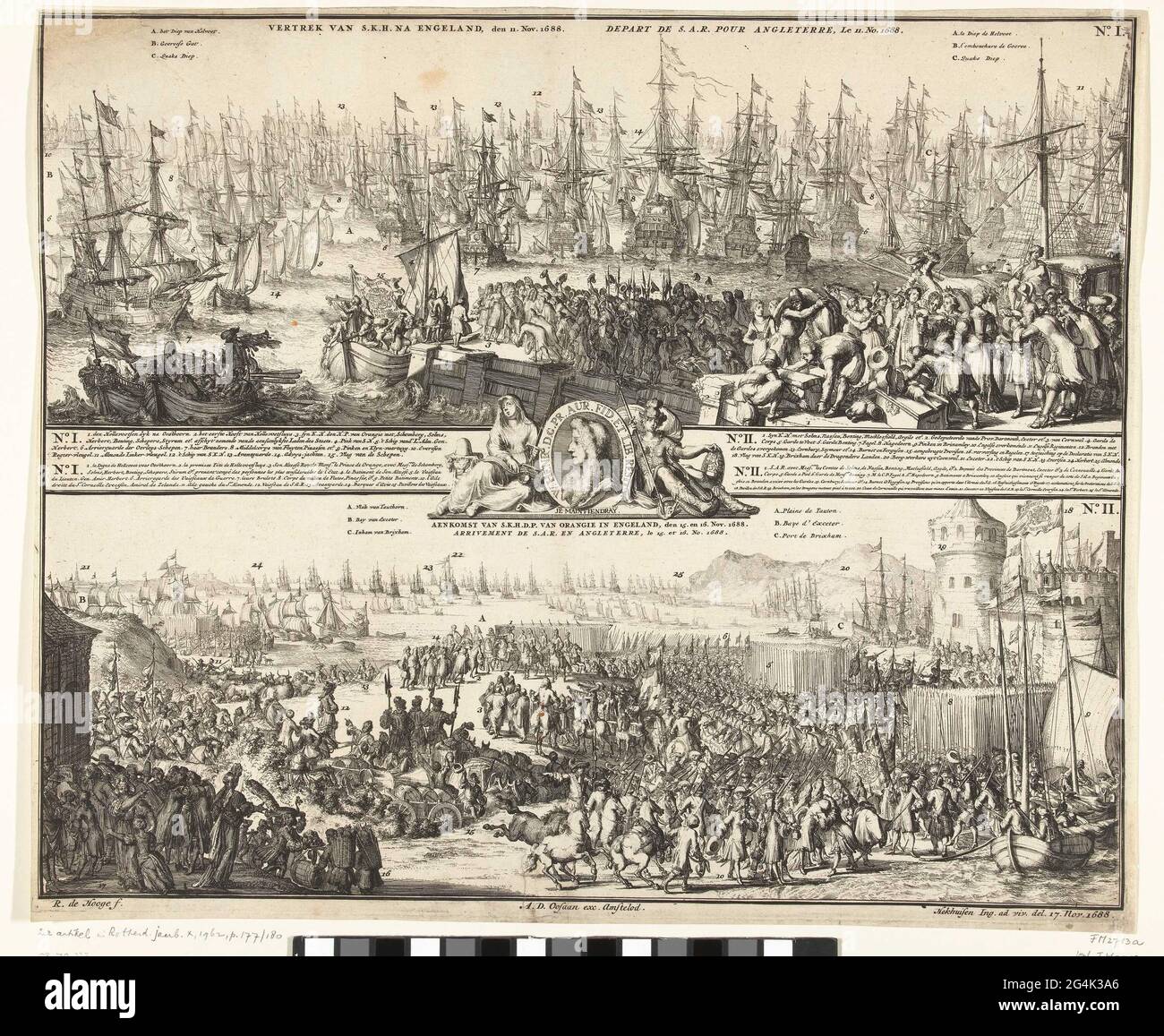 . Journey from Willem III to England, 1688. Two performances, numbered ...