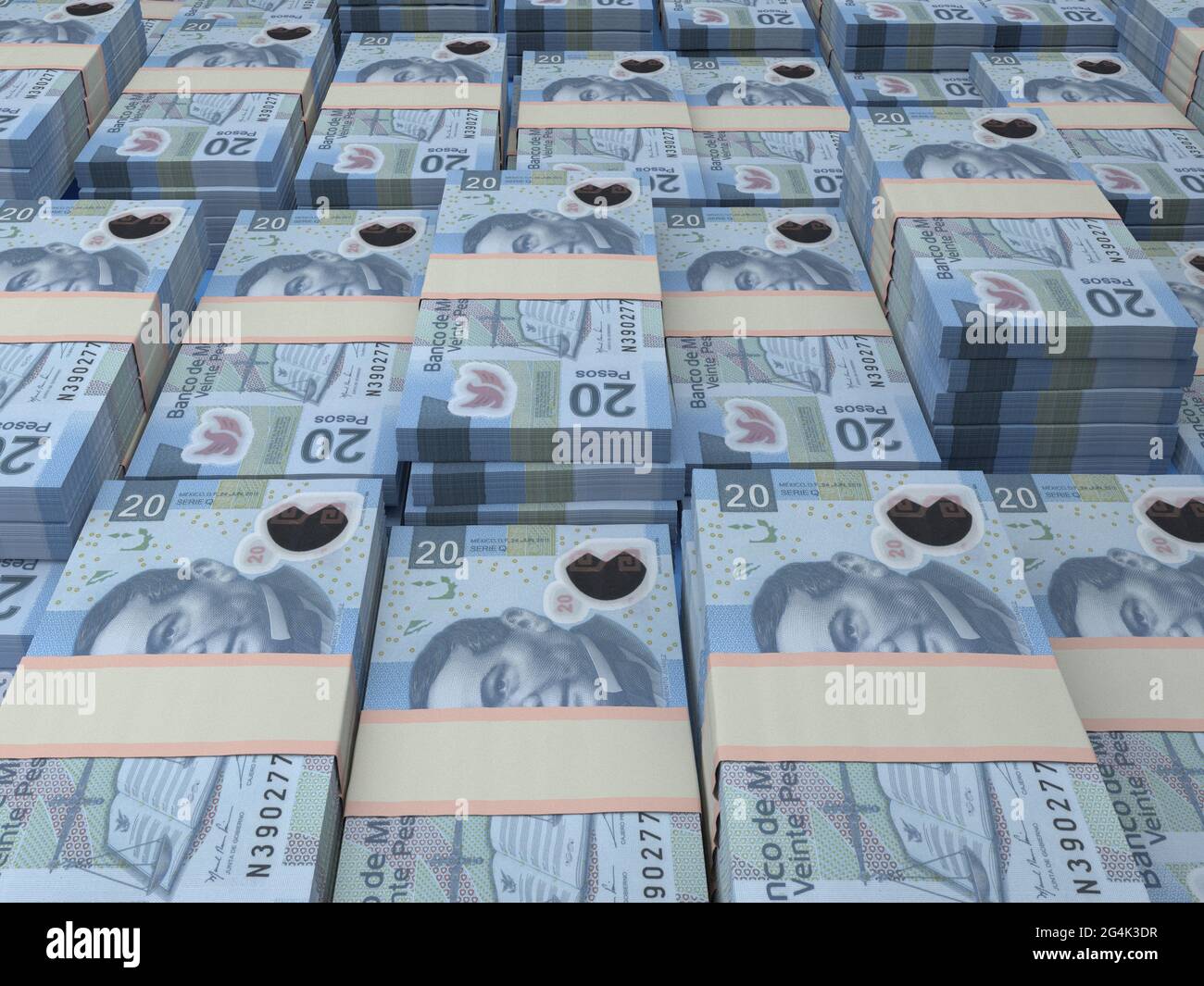 Money of Mexico. Mexican peso bills. MXN banknotes. 20 pesos. Business ...