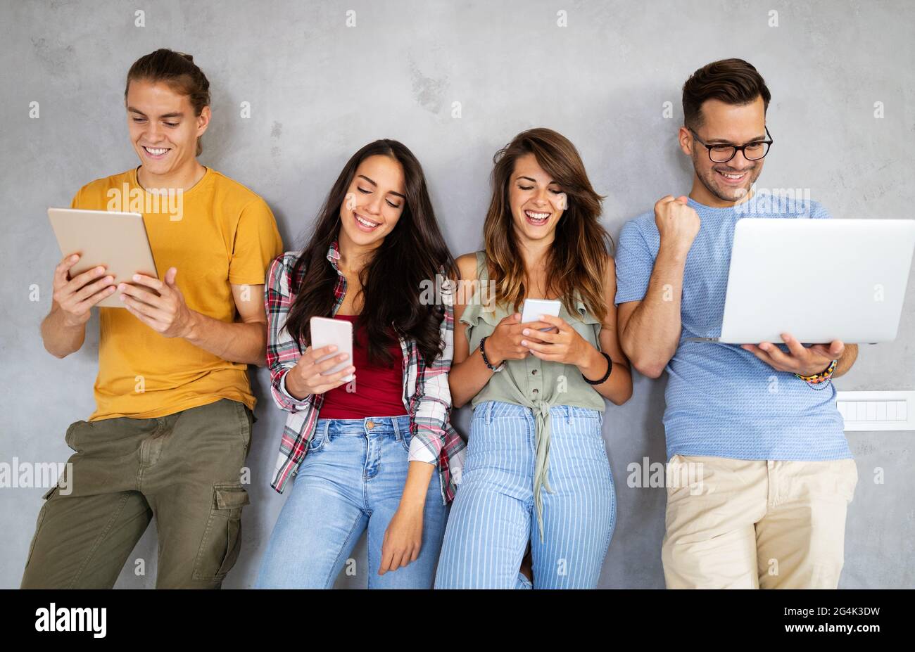 Digital connection technology student networking team friends concept ...