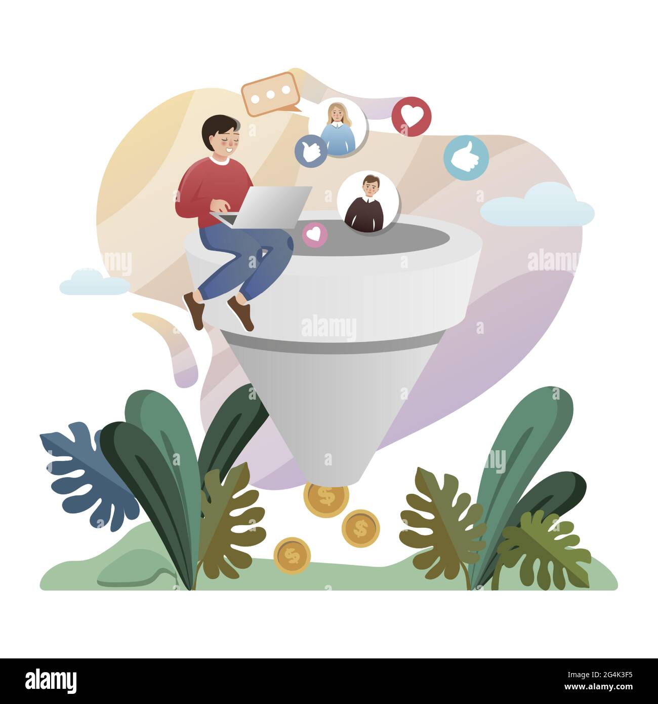 Lead Generation. Isolated flat style colored illustration. Marketing ...