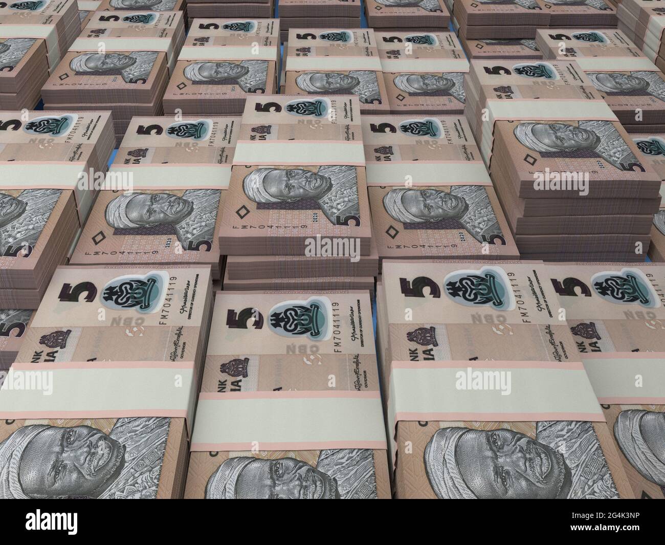 Money of Nigeria. Nigerian naira bills. NGN banknotes. 5 polymer ...