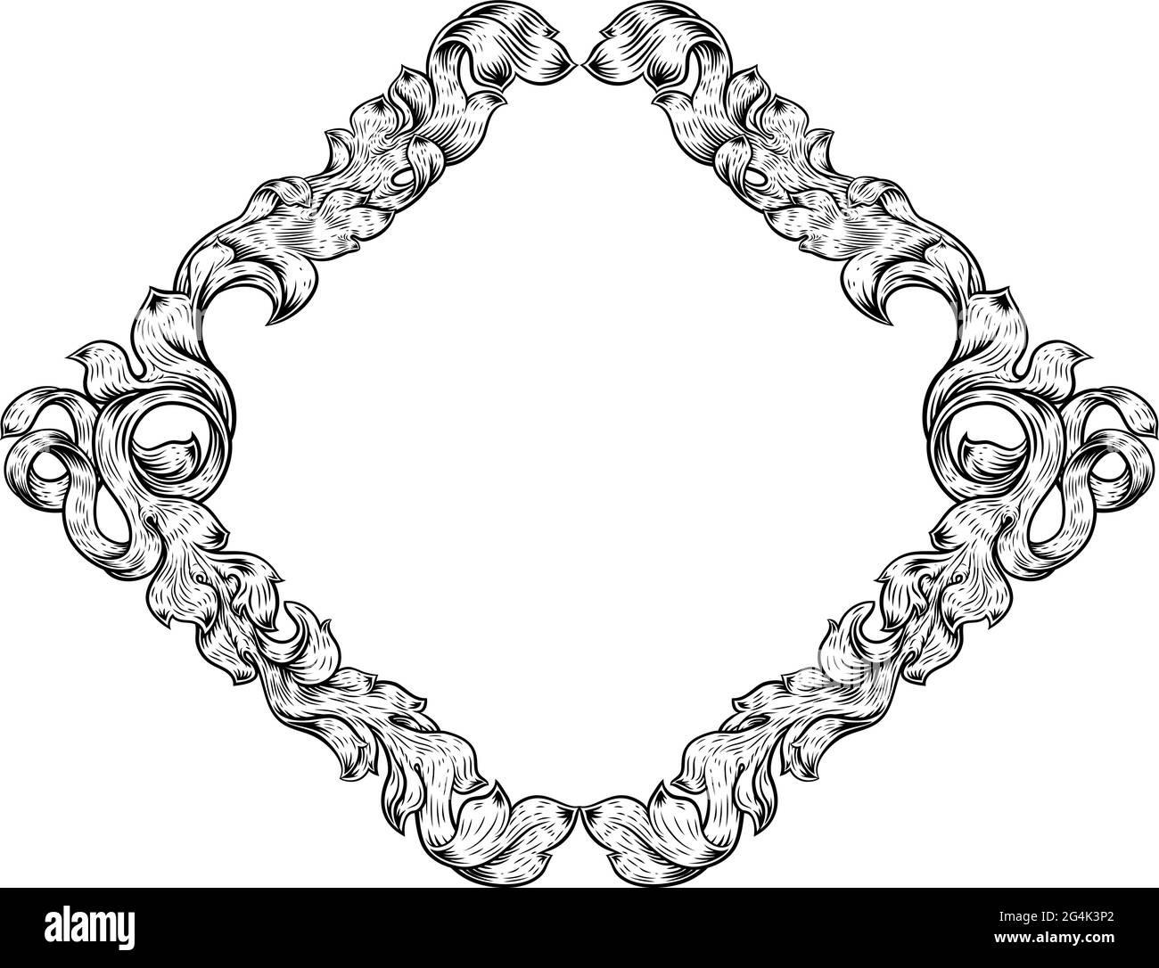 Filigree Heraldry Leaf Pattern Floral Border Frame Stock Vector Image ...