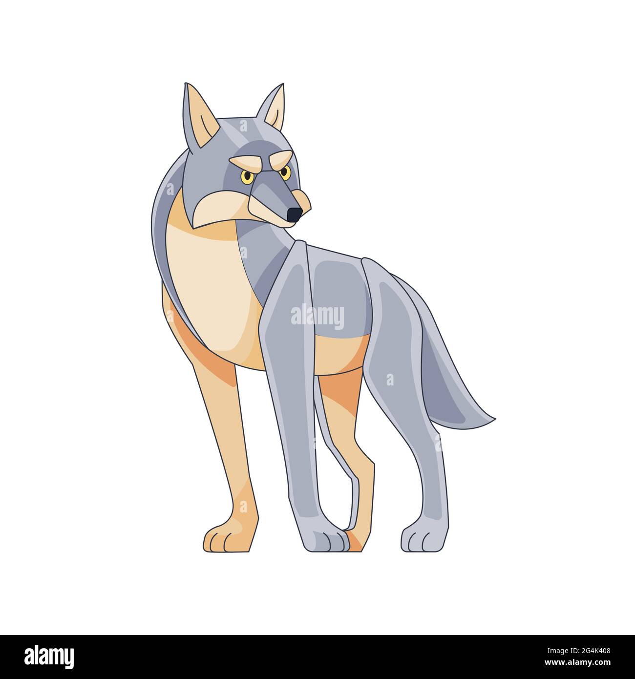 The Wolf Leader is watching. Cartoon character of a dangerous mammal ...