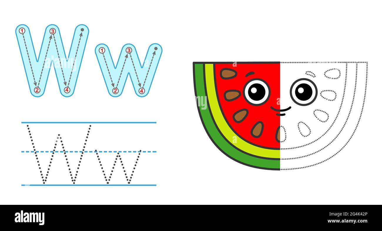 Trace the letter and picture and color it. Educational children tracing ...