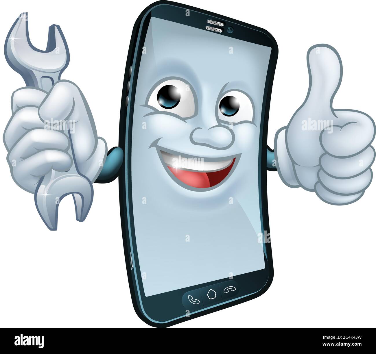 Mobile Phone Repair Spanner Thumbs Up Cartoon Stock Vector Image & Art ...