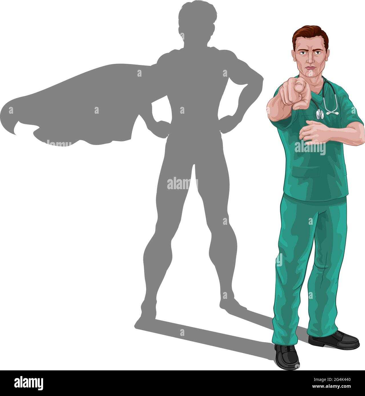 Superhero Nurse Doctor with Super Hero Shadow Stock Vector Image & Art ...
